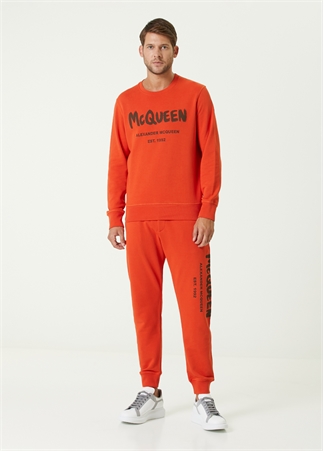 Alexander McQueen Erkek Turuncu Logolu Jogger Eşofman Altı M EU Alexander McQueen Erkek Turuncu Logolu Jogger Eşofman Altı M EU