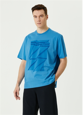Z Zegna Erkek Mavi Logo Baskılı T-shirt L It Z Zegna Erkek Mavi Logo Baskılı T-shirt L It