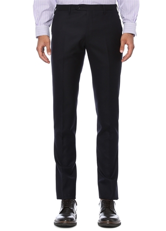 Rota Erkek Lacivert Normal Bel Dar Paça Yün Pantolon 48 IT