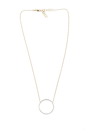 Nilgün Ata Kadın Halka Formlu Pırlantalı Altın Rengi Kolye Gri EU Nilgün Ata Kadın Halka Formlu Pırlantalı Altın Rengi Kolye Gri EU