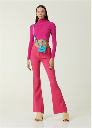 Jacquemus Kadın Pembe Bol Paça Yün Pantolon 36 FR