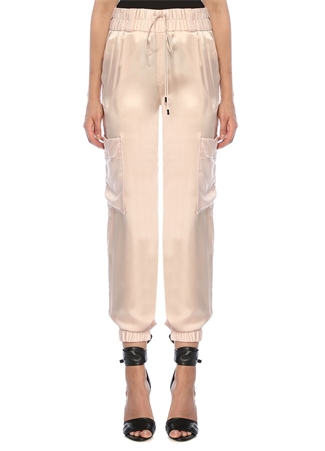 Tom Ford Kadın Altın Rengi Yüksek Bel Twill İpek Jogger Pantolon Pembe 38 IT