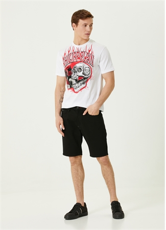 Philipp Plein Erkek Siyah Logolu Denim Bermuda 32 Us Philipp Plein Erkek Siyah Logolu Denim Bermuda 32 Us