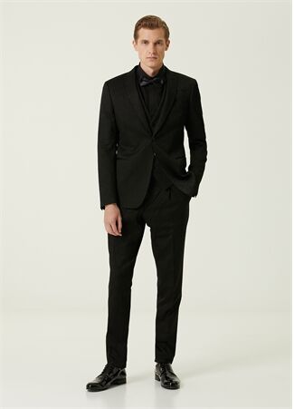Palzileri Lab Erkek Siyah Desenli Takım Elbise 48 IT