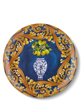 Chiara Alessi Capri Mavi Küp Desenli Melamin Tabak