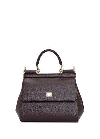 Dolce&Gabbana Kadın Small Sicily Mürdüm Deri Omuz Çantası Mor EU