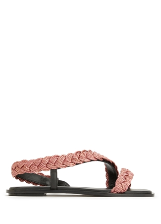 Serena Uziyel Kadın Pembe Siyah Örgü Bant Detaylı Deri Sandalet 36 EU Serena Uziyel Kadın Pembe Siyah Örgü Bant Detaylı Deri Sandalet 36 EU