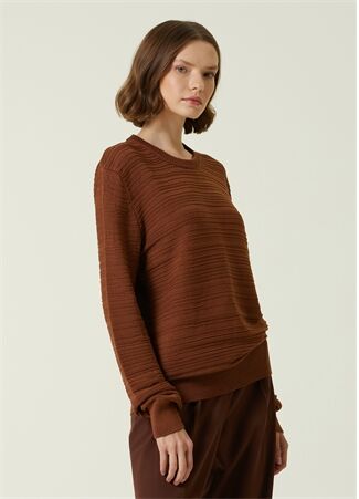 The Row Kadın Kahverengi Bisiklet Yaka Kazak L EU