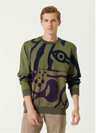 Kenzo Erkek Haki Jakarlı Kazak S EU