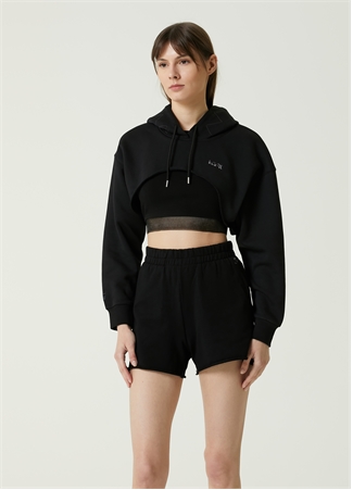 Bassigue Kadın Siyah Kapüşonlu Crop Sweatshirt XS EU Bassigue Kadın Siyah Kapüşonlu Crop Sweatshirt XS EU