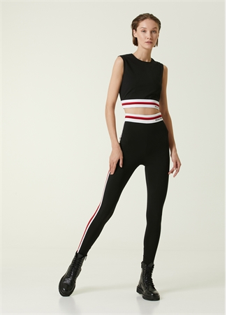 Miu Kadın Siyah Beli Logo Bantlı Tayt 36 IT