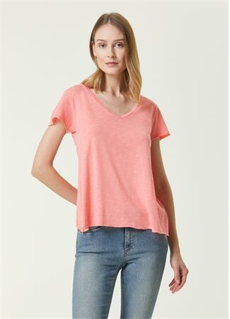 American Vintage Kadın Pembe V Yaka T-shirt S EU American Vintage Kadın Pembe V Yaka T-shirt S EU