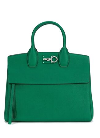 Salvatore Ferragamo Kadın Yeşil Logo Detaylı Deri Çanta EU