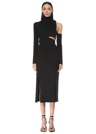 Proenza Schouler Kadın Siyah Balıkçı Yaka Asimetrik Dekolteli Midi Elbise XS EU Proenza Schouler Kadın Siyah Balıkçı Yaka Asimetrik Dekolteli Midi Elbise XS EU