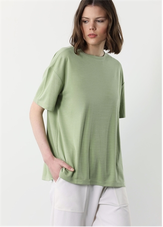 Network Kadın Haki Basic T-shirt Yeşil L EU