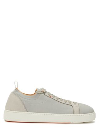 Santoni Sport Erkek Gri Logolu Deri Sneaker 6 UK