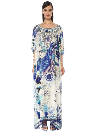 Camilla Kadın White Side Of The Moon Mavi Maksi İpek Kaftan EU
