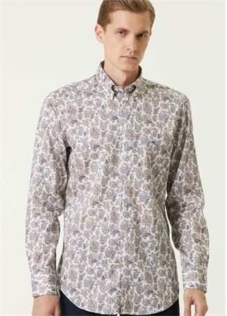 Etro Erkek Lila Şal Desenli Gömlek Mor 42 IT