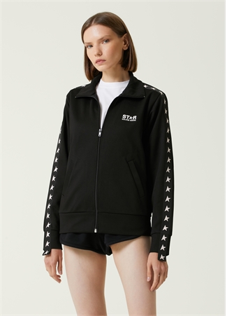 Golden Goose Kadın Siyah Dik Yaka Yıldız Şeritli Sweatshirt M EU Golden Goose Kadın Siyah Dik Yaka Yıldız Şeritli Sweatshirt M EU