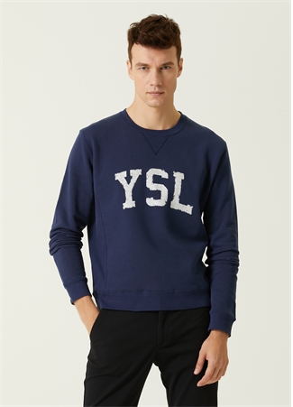 Erkek Lacivert Logolu Bisiklet Yaka Sweatshirt S EU Erkek Lacivert Logolu Bisiklet Yaka Sweatshirt S EU