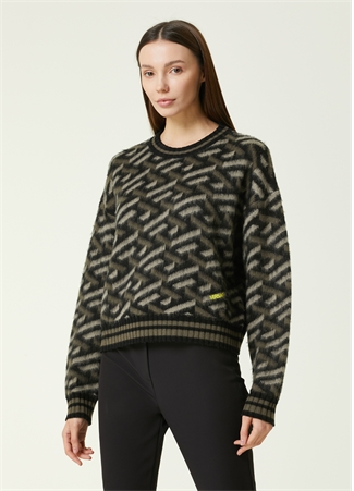 Versace Kadın La Greca Siyah Haki Bisiklet Yaka Yün Kazak 42 IT Versace Kadın La Greca Siyah Haki Bisiklet Yaka Yün Kazak 42 IT