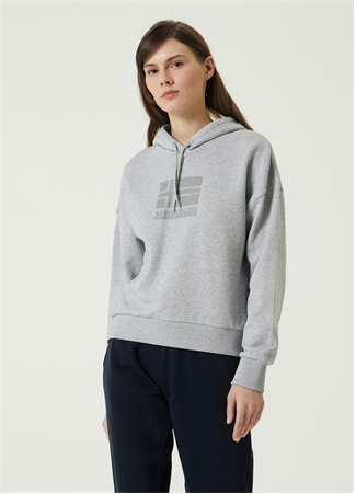Napapijri Kadın Beol Gri Kapüşonlu Logo Baskılı Sweatshirt M EU Napapijri Kadın Beol Gri Kapüşonlu Logo Baskılı Sweatshirt M EU