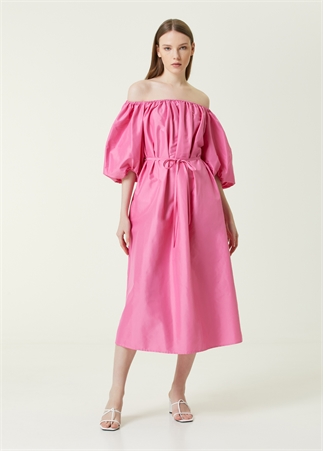 Beymen Club Kadın Pembe Düşük Omuzlu Beli Kuşaklı Midi Elbise 34 Beymen Club Kadın Pembe Düşük Omuzlu Beli Kuşaklı Midi Elbise 34