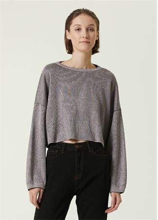 Missoni Kadın Gri Simli Crop Yün Kazak S EU