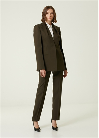 Givenchy Kadın Haki Pili Detaylı Yün Ceket 36 FR