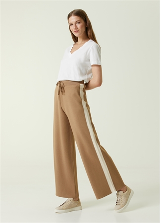 Beymen Club Kadın Camel Ekru Şeritli Triko Pantolon Kahverengi XS Beymen Club Kadın Camel Ekru Şeritli Triko Pantolon Kahverengi XS