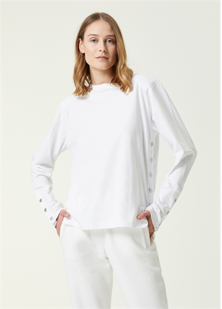 Lol Kadın Renee Beyaz Düğme Detaylı Uzun Kol T-shirt S/M EU Lol Kadın Renee Beyaz Düğme Detaylı Uzun Kol T-shirt S/M EU