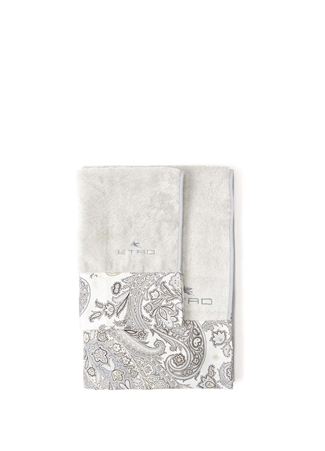 Etro Home Gri Etnik Desenli 2li Havlu Seti