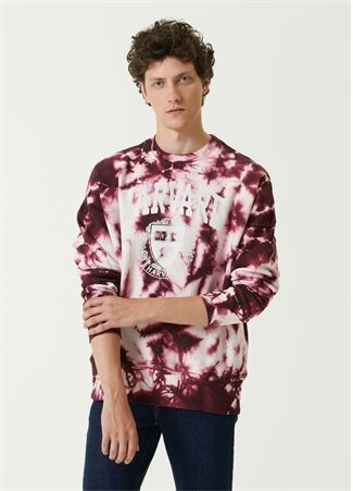 Champion Erkek Bordo Batik Desenli Sweatshirt S EU