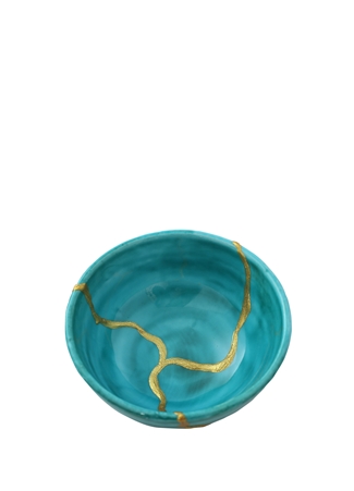 Maya Handcrafts Kintsugi Small Turkuaz Çini Kase Mavi Maya Handcrafts Kintsugi Small Turkuaz Çini Kase Mavi