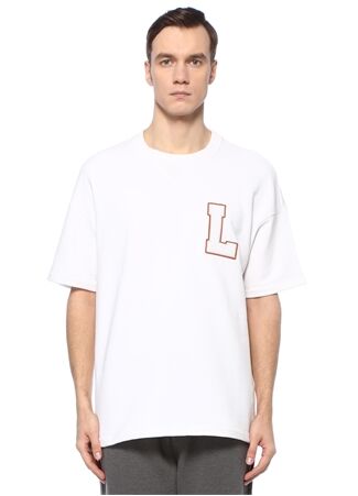 Palzileri Lab Erkek Beyaz Bisiklet Yaka Nakışlı T-shirt 50 IT