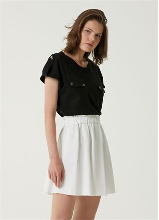 Network Kadın Basic Fit Siyah Omuzu Apoletli Cepli T-shirt L EU Network Kadın Basic Fit Siyah Omuzu Apoletli Cepli T-shirt L EU