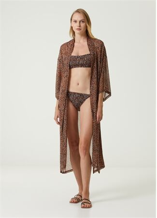 Beymen Club Kadın Kahverengi Zürafa Desenli Kaftan L