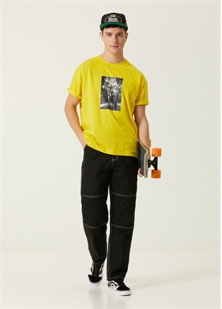 Wasted Erkek Siyah Kontrast Dikişli Jean Pantolon S EU