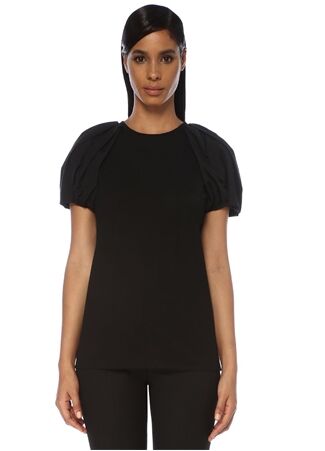 Alexander McQueen Kadın Siyah Garni Detaylı Basic T-shirt 42 IT