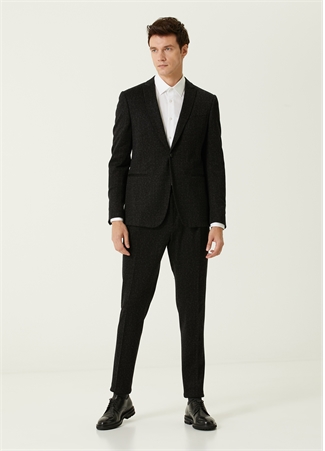 Palzileri Lab Erkek Siyah Mikro Desenli Takım Elbise 50 IT