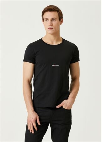 Erkek Siyah Logo Baskılı T-shirt S EU