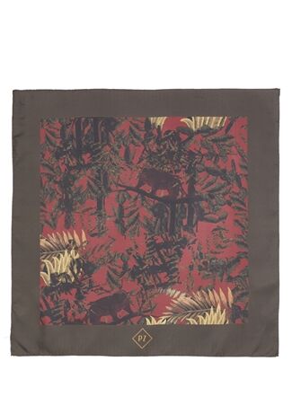 Pal Zileri Erkek Kahverengi Kırmızı Desenli İpek Fular EU