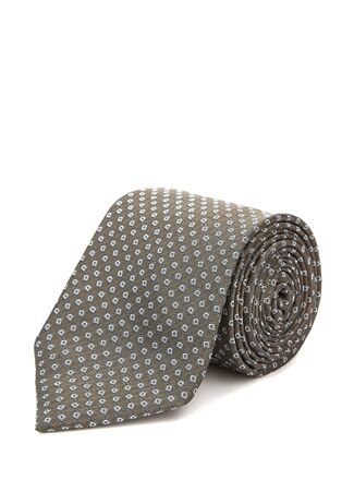 Pal Zileri Erkek Vizon Mikro Desenli İpek Kravat Kahverengi EU