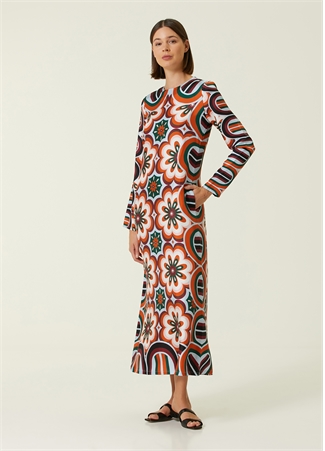 La Doublej Kadın Swing Çiçekli Midi İpek Elbise S EU