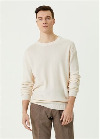 Zegna Erkek Beyaz Örgü Dokulu Yün Triko 52 It