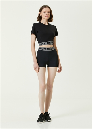 Ck Performance Kadın Siyah Beli Logo Bantlı Biker Şort L EU