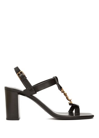 Kadın Cassandra Siyah Deri Sandalet 4 EU