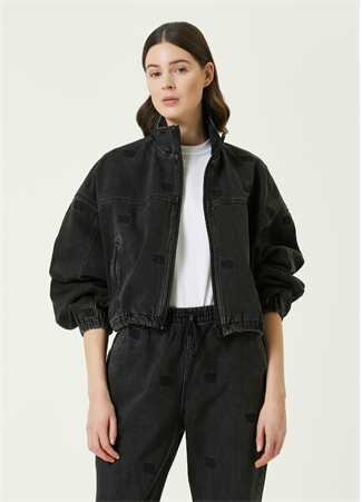 T by Alexander Wang Kadın Siyah Logo Nakışlı Denim Ceket Gri M EU T by Alexander Wang Kadın Siyah Logo Nakışlı Denim Ceket Gri M EU