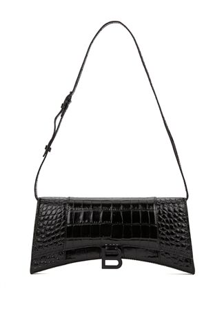 Balenciaga Kadın Downtown Siyah Deri Omuz Çantası EU