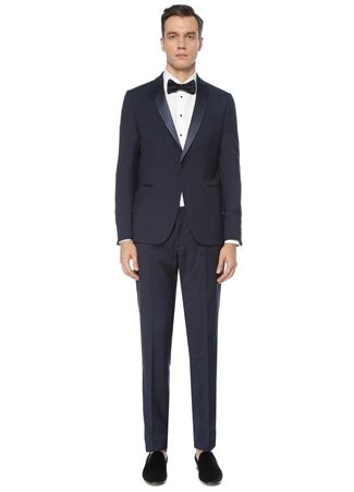 Palzileri Lab Erkek Lacivert Desenli Yün Takım Elbise 54 IT